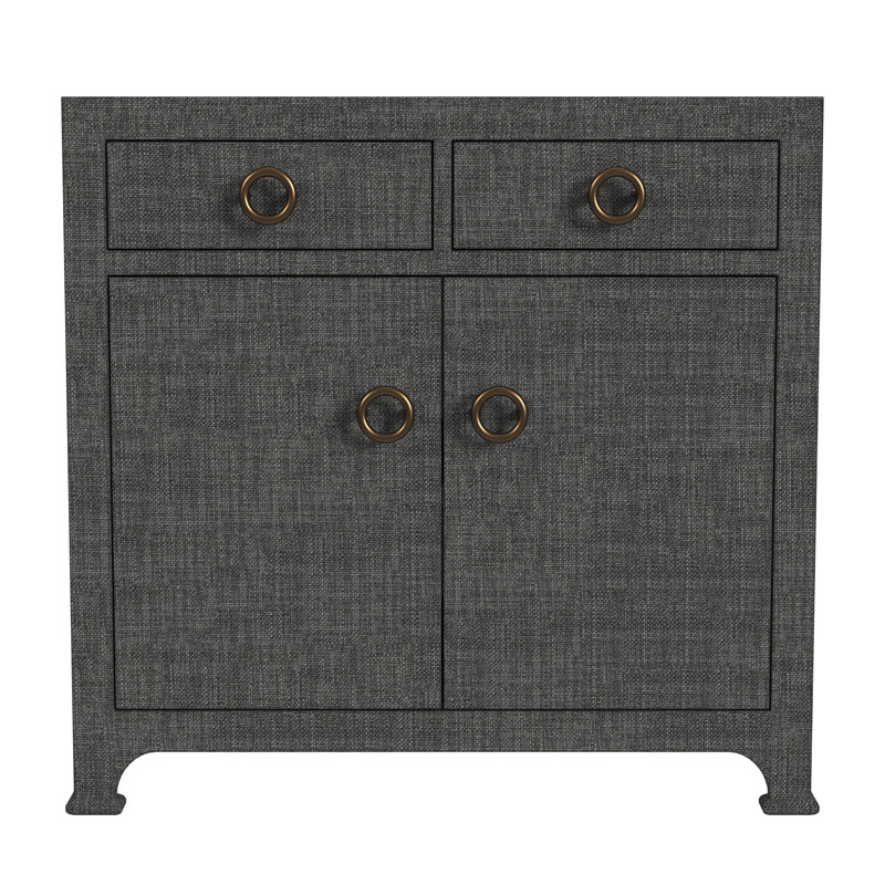 Ebern Designs Keidy Navy Raffia 2-Drawer Cabinet | Wayfair